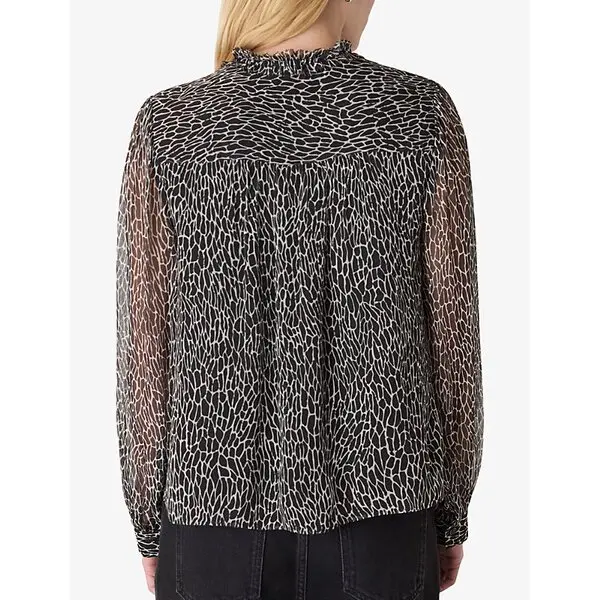 Whistles Dragonfly-print Long-sleeve Blouse - Black