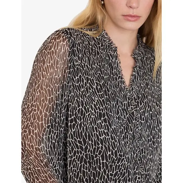 Whistles Dragonfly-print Long-sleeve Blouse - Black