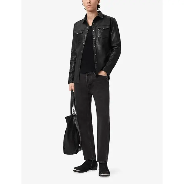ALLSAINTS Irwin Long-sleeve Leather Shirt