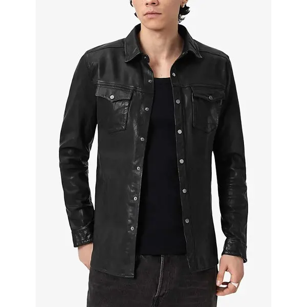 ALLSAINTS Irwin Long-sleeve Leather Shirt