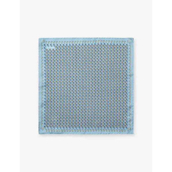 Eton Ananas Silk-twill Pocket Square - Light Blue