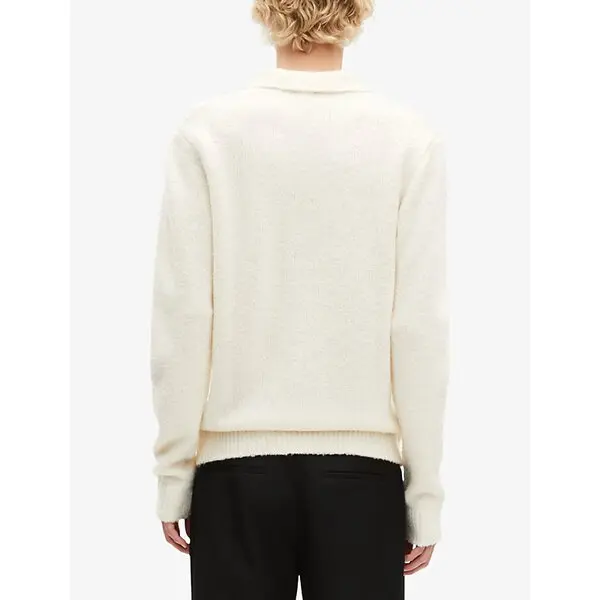 The Kooples Open-collar Long-sleeve Wool Jumper - Light Beige