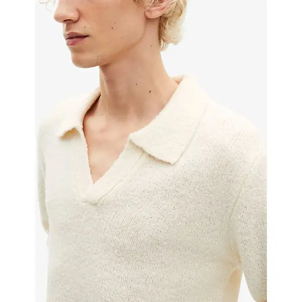 The Kooples Open-collar Long-sleeve Wool Jumper - Light Beige