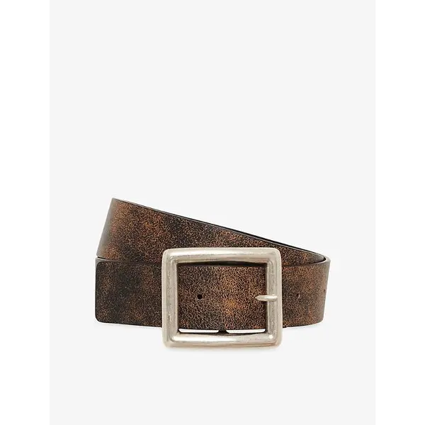 The Kooples Square Buckle Leather Belt - Brown
