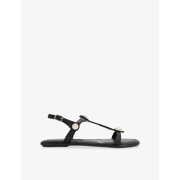 Carvela Amalia Leather Flat Sandals - Black