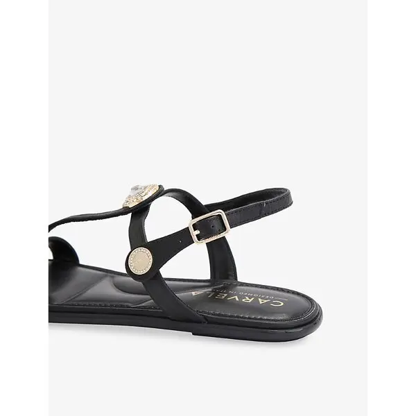 Carvela Amalia Leather Flat Sandals - Black