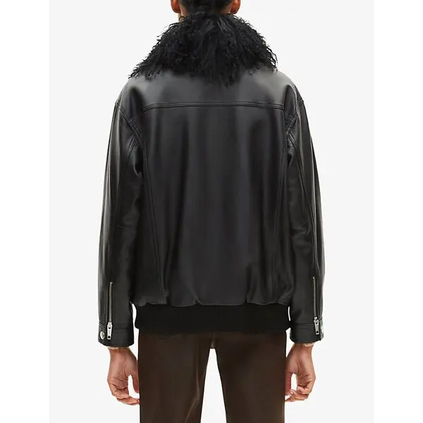 The Kooples Relaxed-fit Leather Jacket With Removable Collar
