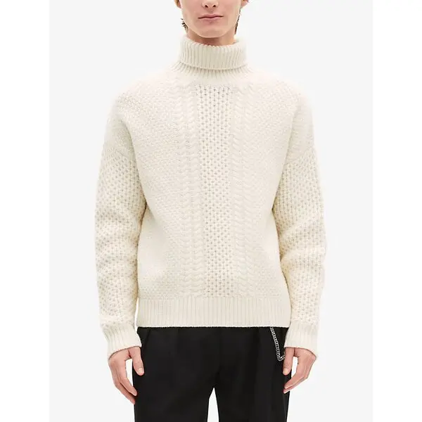 The Kooples Textured Roll-neck Wool-blend Jumper
