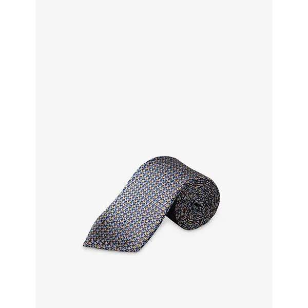 Eton Geometrical-print Silk Neck Tie - Yellow