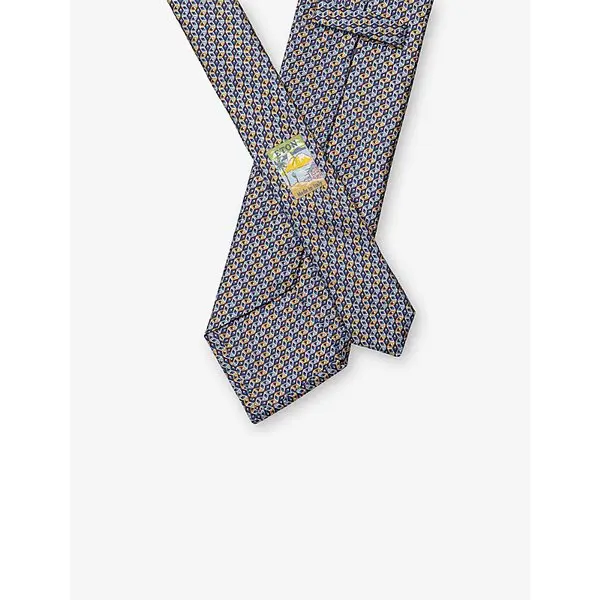 Eton Geometrical-print Silk Neck Tie