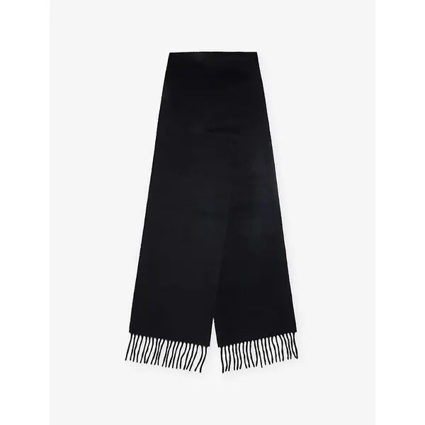 Sunspel Fringe Brushed Cashmere Scarf - Black