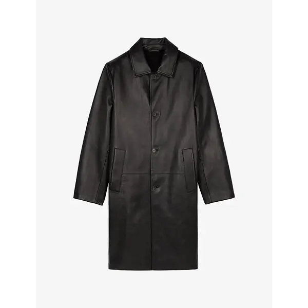 The Kooples Side-pocket Long Leather Coat