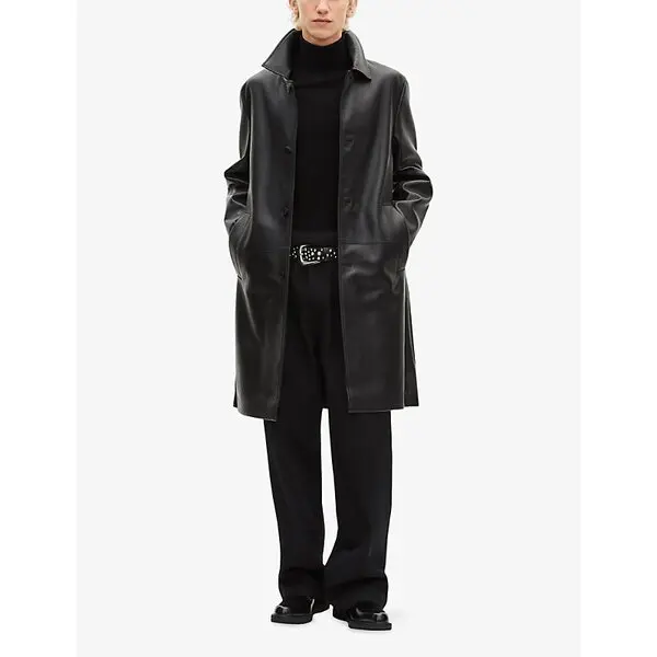 The Kooples Side-pocket Long Leather Coat