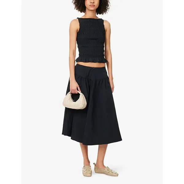 PEACHY DEN Zipped Midi Skirt - Onyx