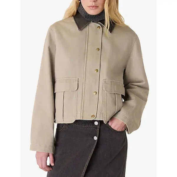 Whistles Contrast-collar Cotton Jacket