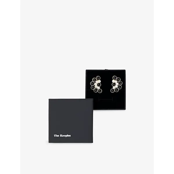 The Kooples Beaded Brass Stud Earrings