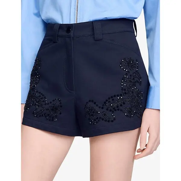 Sandro Bead-embellished High-rise Shorts