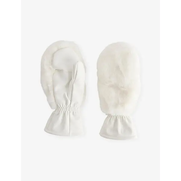 Bo+tee Ribbed Faux-fur Gloves - Ice