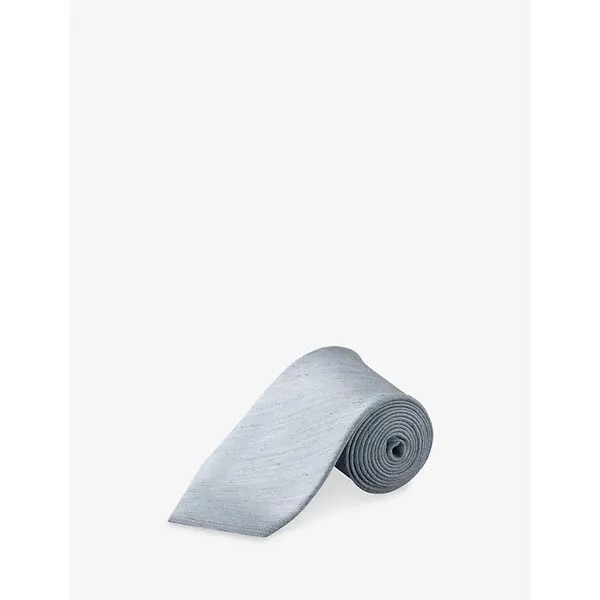 Eton Woven Linen And Silk Neck Tie - Light Blue