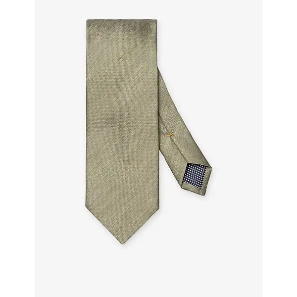 Eton Woven Linen And Silk Neck Tie - Mid Green