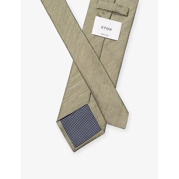 Eton Woven Linen And Silk Neck Tie - Mid Green