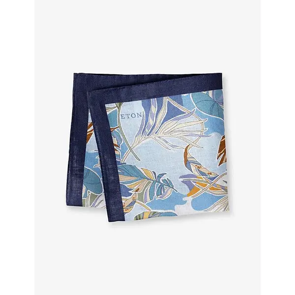 Eton Tropical-print Linen Pocket Square