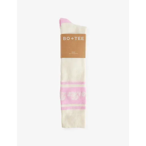 Bo+tee Logo-pattern Knitted Knee-hight Ski Socks - Powder Pink