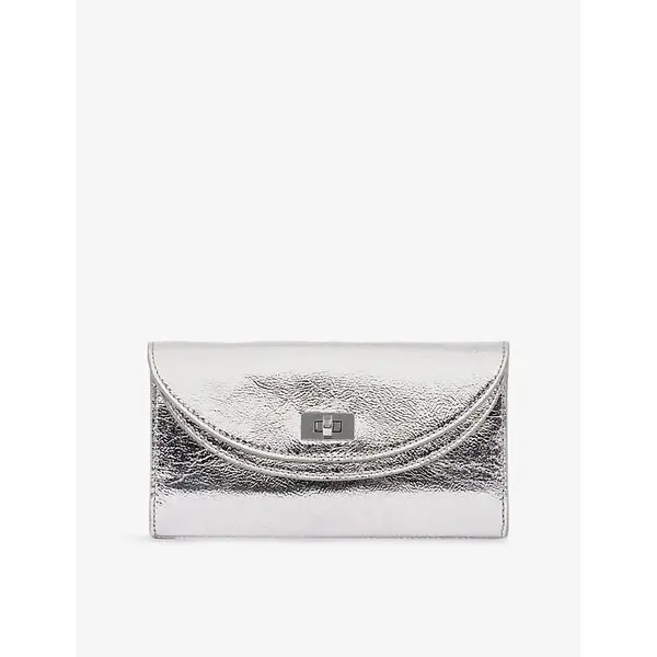 Sandro Mambo Metallic-leather Clutch Bag