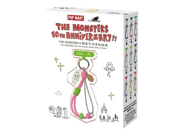POP MART Single Blind Box The Monsters Labubu 10th Anniversary Series Phone Charm - Multicolor