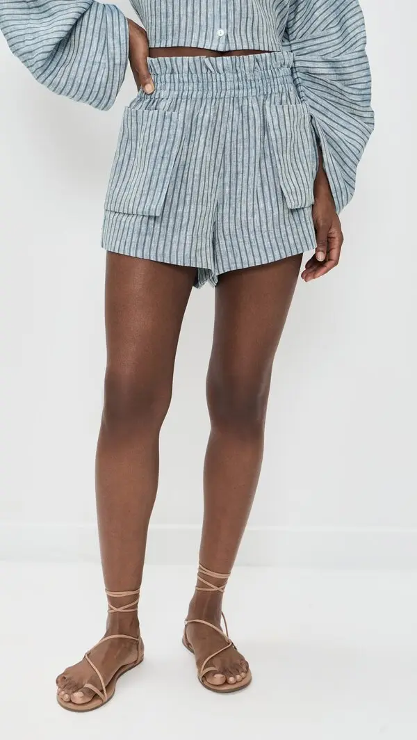 HEVRON Mira Stripe Shorts - Navy Stripe