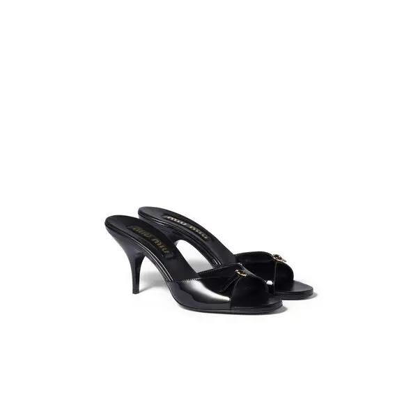 Miu Miu Patent Leather Mules With Buckle - Black