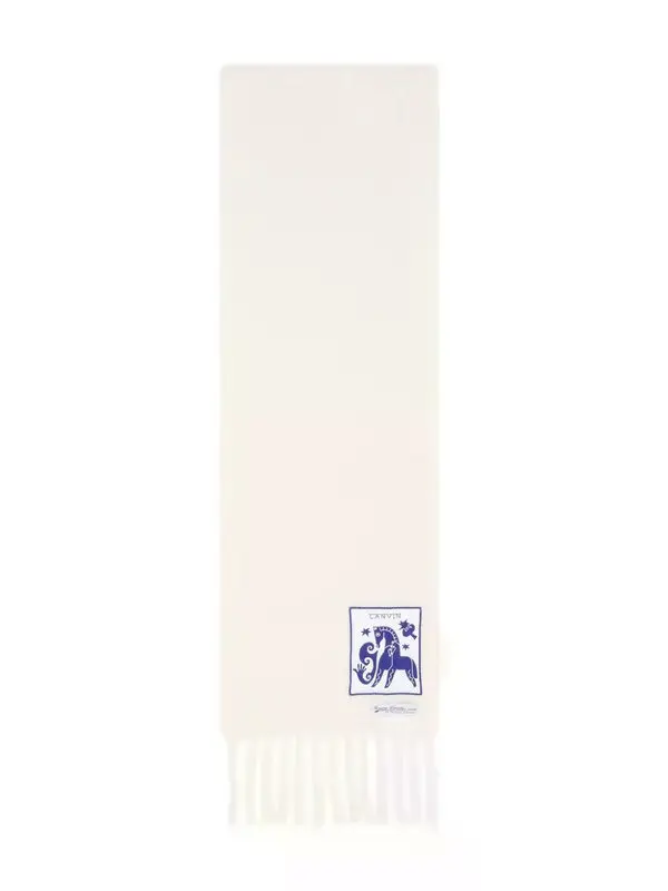 LANVIN Fringed Graphic Scarf - Neutrals