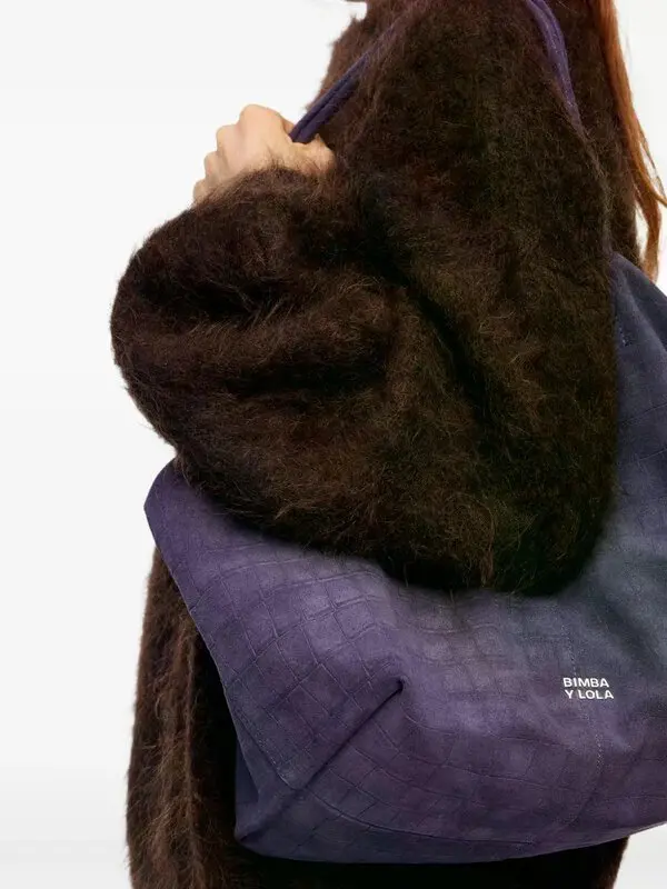Bimba Y Lola Large Embossed Suede Tote Bag - Purple