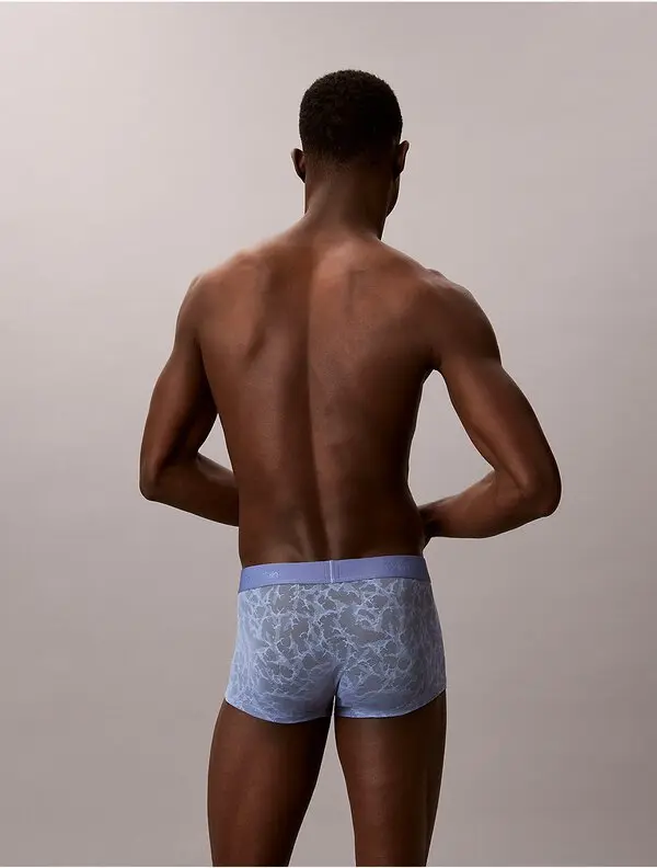 Calvin Klein Microfiber Lace Low Rise Trunk - Blue Tulip