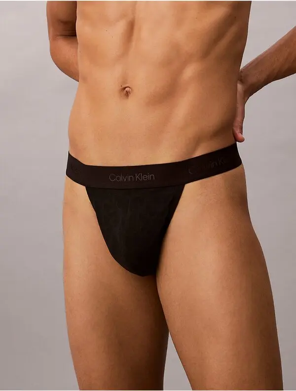 Calvin Klein Microfiber Lace Thong - Black