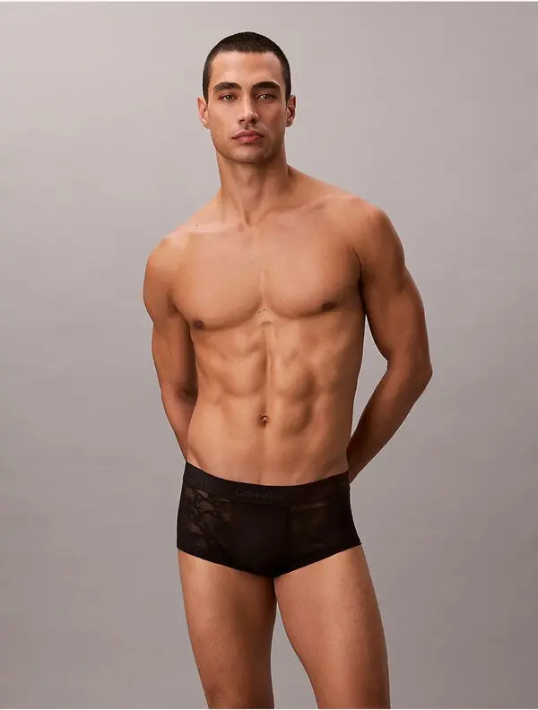 Calvin Klein Microfiber Lace Ultra Low Rise Trunk - Black