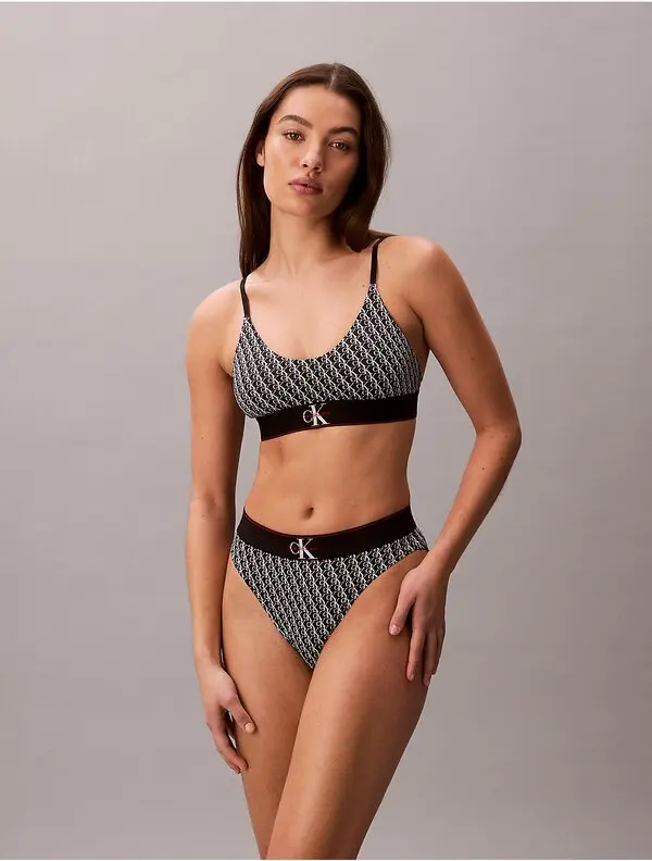 Calvin Klein Graphic Monogram High Waist Bikini - Mini Stepping Logo Black