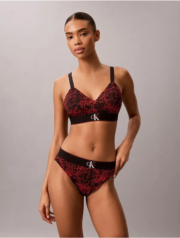 Calvin Klein Graphic Monogram Microfiber Stretch Lightly Lined Bralette - Python+black