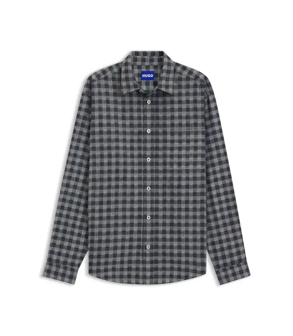 Hugo Checked Oversized-fit Shirt In Cotton Twill