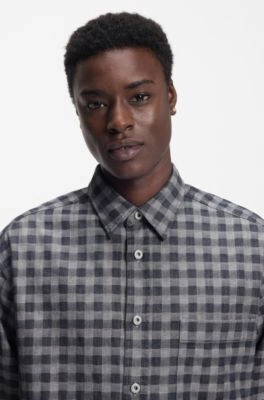 Hugo Checked Oversized-fit Shirt In Cotton Twill