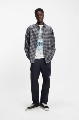 Hugo Checked Oversized-fit Shirt In Cotton Twill