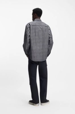 Hugo Checked Oversized-fit Shirt In Cotton Twill