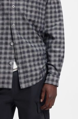 Hugo Checked Oversized-fit Shirt In Cotton Twill
