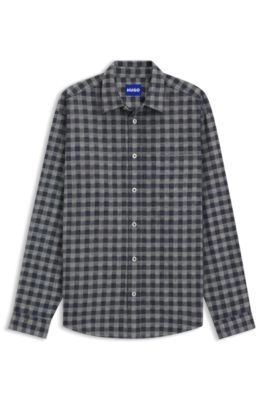 Hugo Checked Oversized-fit Shirt In Cotton Twill