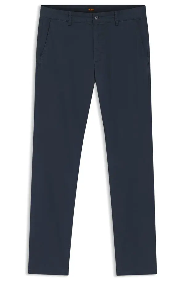 BOSS Slim-fit Chinos In Printed Stretch-cotton Twill - Light Blue
