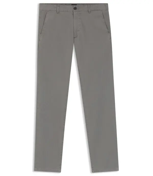 BOSS Slim-fit Chinos In Printed Stretch-cotton Twill - Silver