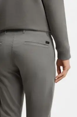 BOSS Slim-fit Chinos In Printed Stretch-cotton Twill - Silver