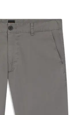 BOSS Slim-fit Chinos In Printed Stretch-cotton Twill - Silver