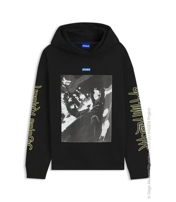 Hugo X Jujutsu Kaisen Printed Hoodie - Black