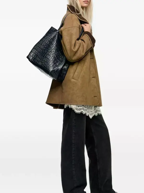 Bimba Y Lola Large Croc-embossed Tote Bag